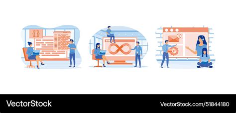 Developers And Devops Concept Technical Support Vector Image