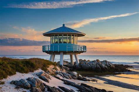 Coastal Observation Tower With Panoramic Views Premium Ai Generated Image