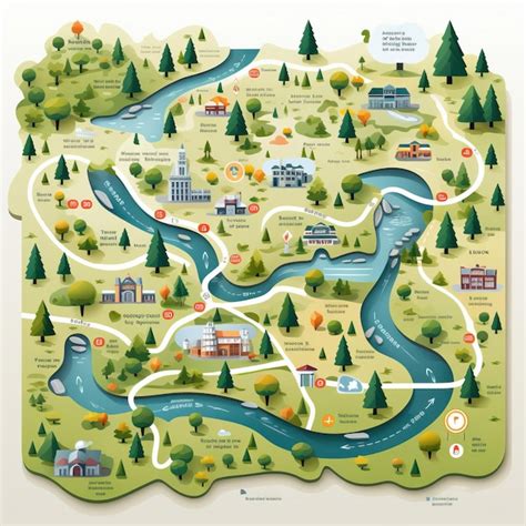 Diseño De Elementos De Mapa Vectorial Plano En Un Fondo Blanco Vector