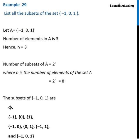 example 29 list all the subsets of the set { 1 0 1} examples