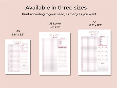 Period Tracker Printable A4 A5 Us Letter Menstrual Cycle And
