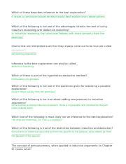 PHI 103 Informal Logic Week 4 Quiz 1 Odt Which Of These Describes Inference To The Best