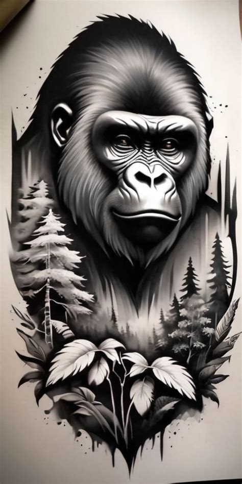 Gorilla Forest Tattoo Design In 2024 Tattoo Ideen