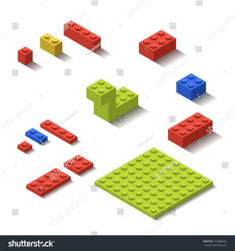 Isometric Plastic Lego Building Blocks Tiles Stock Vector 197086964 Shutterstock