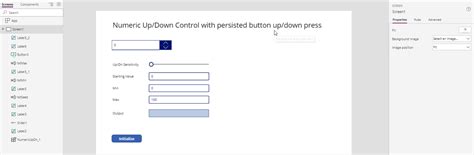 PowerApps Numeric Up Down Control With Persisted Button Press Event Using Components