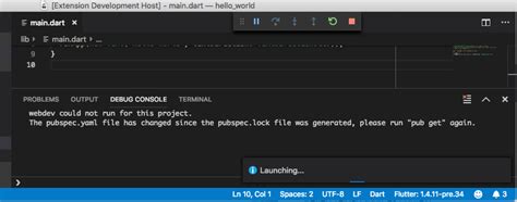 Web Projects Failing To Launch Due To Not Running Pub Get Are Not Handled Well Issue