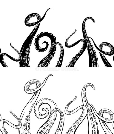 Set Of Seamless Border Of Black Silhouette And Hand Drawn Sketches