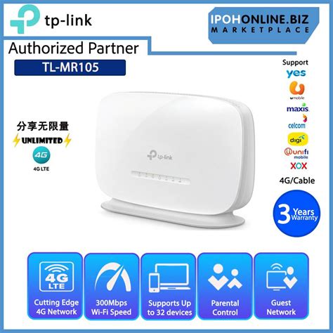 Tp Link Tl Mr Mbps Wi Fi G Lte Router Unlimited Plan Supported Maxis Digi Celcom