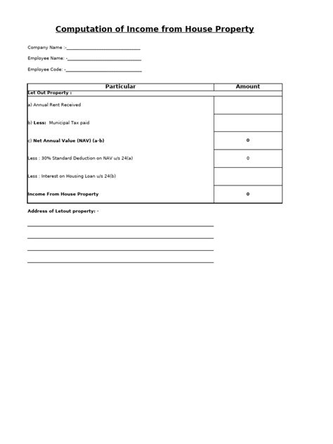 Let Out Property Calculation Pdf