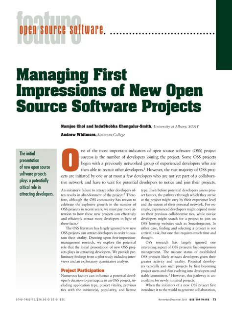 pdf managing first impressions of new open source software projects