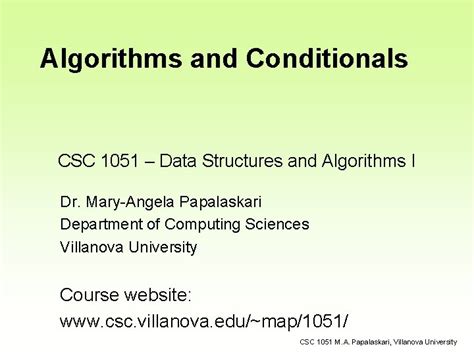 Algorithms And Conditionals Csc 1051 Data Structures And