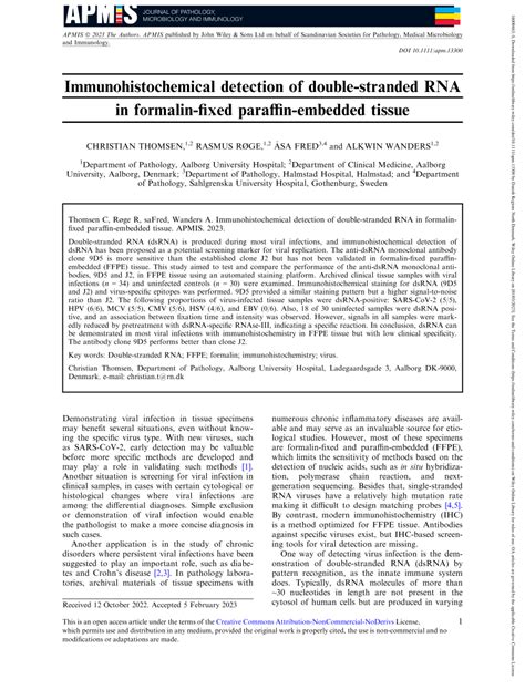 Pdf Immunohistochemical Detection Of Double Stranded Rna In Formalin