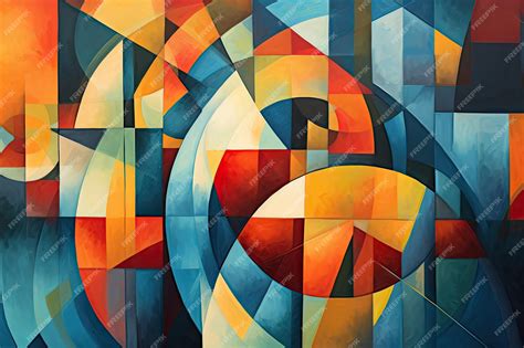 Premium Ai Image Collision Of Abstract Geometric Shapes And Vibrant Colors Creating A Visually