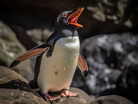 A Penguin With Its Mouth Open Stock Illustration Illustration Of
