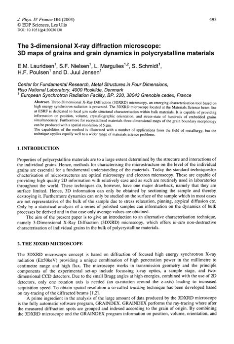 Pdf The 3 Dimensional X Ray Diffraction Microscope 3d Maps Of Grains And Grain Dynamics In