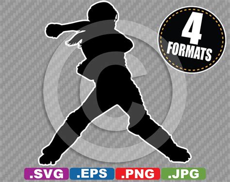 Softball Catcher Throwing Clip Art Image Svg Cutting File Plus Eps  And Png Instant