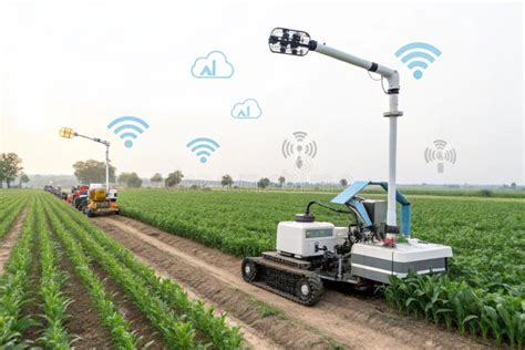 Iot In Agriculture Smart Robotics And Ai For Farm Management Stock Illustration Illustration