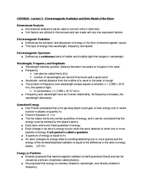 Chem 102 Lecture Notes Fall 2015 Lecture 3 Bohr Model Dimensional