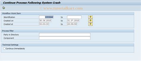 SWF XI SWPC SAP Tcode Continue Process After System Crash