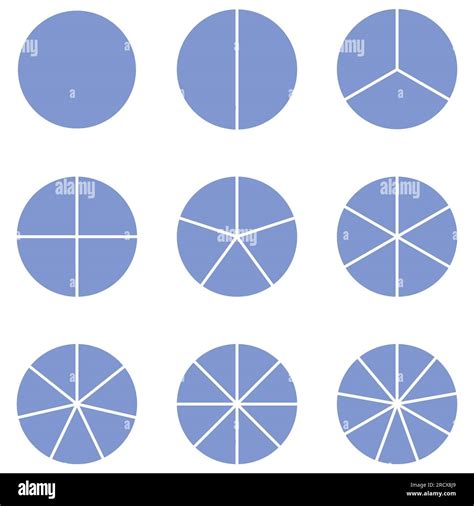 Set Of Fraction Circles With Same Size Fraction Pie Divided Into