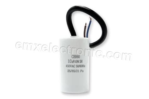Cbb60 10uf 450v Capacitor With Wire Emx Electronic