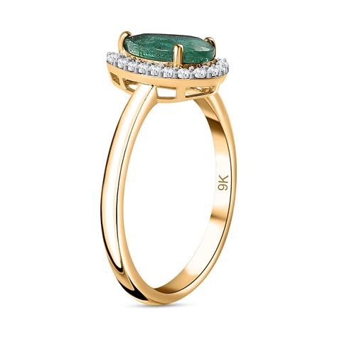 Aaa Gemfileds Premium Zambian Emerald And Moissanite Halo Ring In 9k