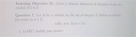 solved learning objective 15 given a relation determine if