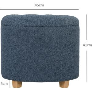 Homcom 45cm Storage Ottoman Footstool Teddy Fleece