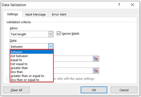 Restrict Text Length Using Data Validation