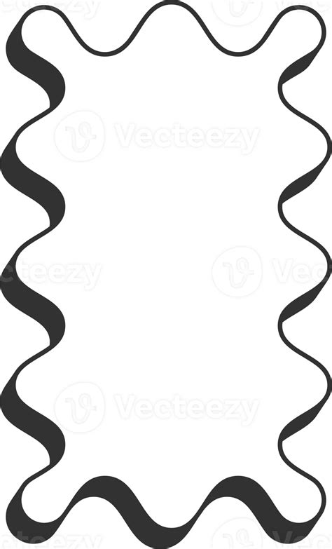 Wavy Border Frame Rectangle Scallop Edge Box Retro Cute Rectangle Shape Squiggle Groovy