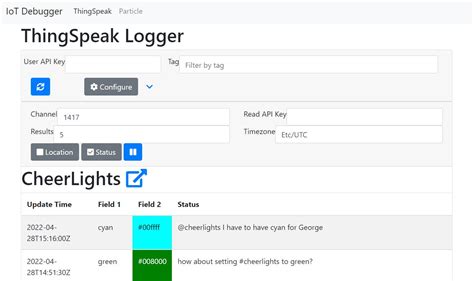 The IoT Debugger App For ThingSpeak Now Includes A CheerLights Example About Things A Hans