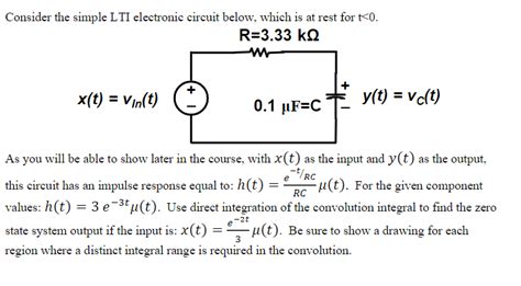 Solved Consider The Simple LTI Electronic Circuit Below Chegg