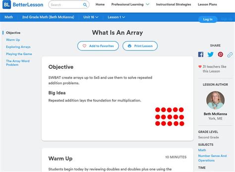 Better Lesson What Is An Array Lesson Plan For 2nd Grade Lesson Planet
