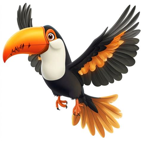 A Cartoon Toucan Bird With A Big Orange And Black Beak Premium Ai