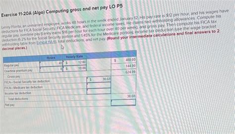 solved exercise 11 20a algo computing gross and net pay lo