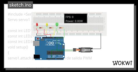 1servo 3led Wokwi Esp32 Stm32 Arduino Simulator