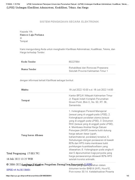 Lpse Kementerian Pekerjaan Umum Dan Perumahan Rakyat Lpse Undangan