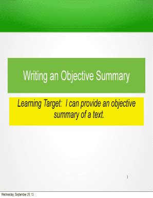 Fillable Online Writing An Objective Summary Fax Email Print PdfFiller
