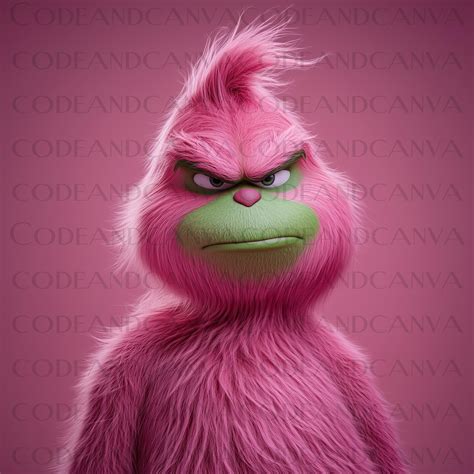 Pink Grinch Digital Art Funny Christmas Printable Poster Wall Art