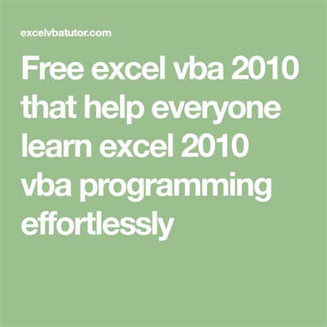 Excel 2010 Vba Tutorial With Images Excel Visual Basic Programming Computer Jobs