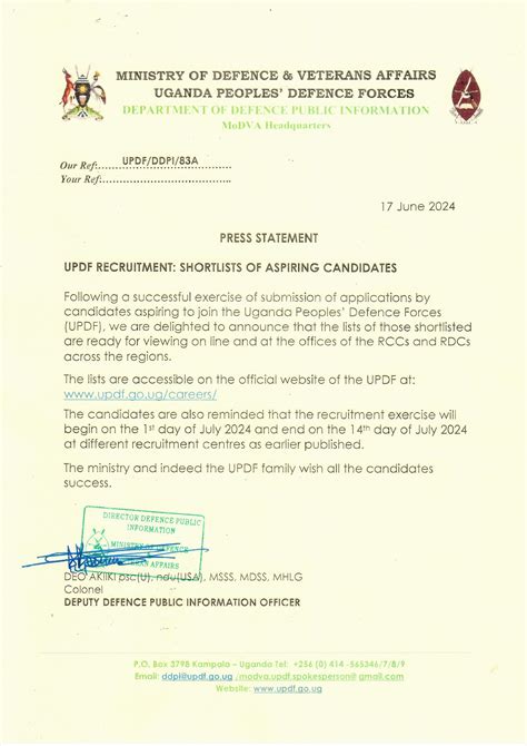 Updf Recruitment Shortlists Of Aspiring Candidates Updf