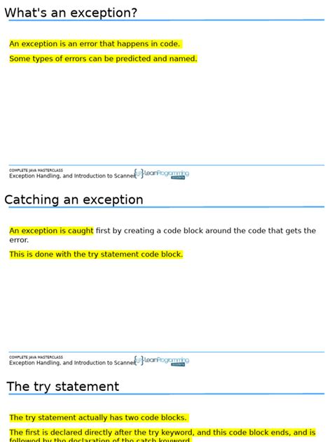 71 Slides Control Flow Exception Handling And Introduction To Scanner Pdf Reserved Word