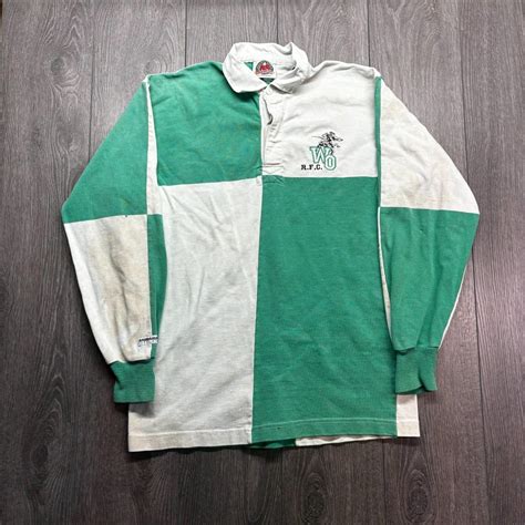 Vintage Barbarian Rugby Shirt Mens Large Green Heavyweight Checkered