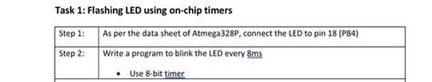 Solved Task Flashing LED Using On Chip Timers Chegg