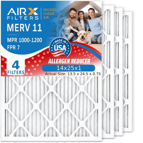 14x25x1 Air Filter Merv 11 Comparable To Mpr 1000 Mpr 1200 And Fpr 7