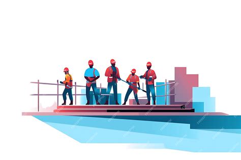 Premium Vector Flat Vector Illustration Construction Team