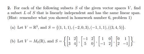 Solved For Each Of The Following Subsets S Of The Given
