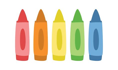 Colorful Crayons Clipart Set Of Cute Crayons Flat Vector Illustration Clipart Cartoon Style
