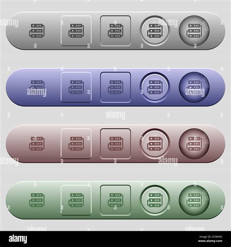 servers icons on rounded horizontal menu bars in different colors and