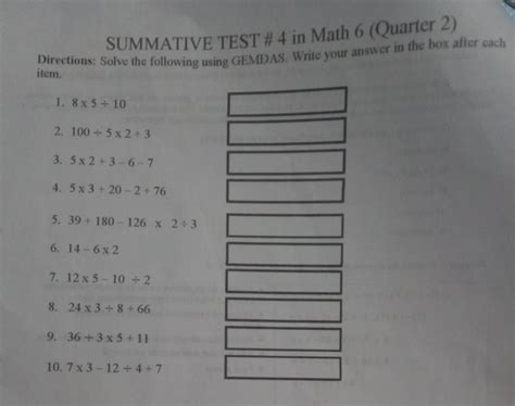 Solve The Following Using Gemdas Write Your Answer In The Box After
